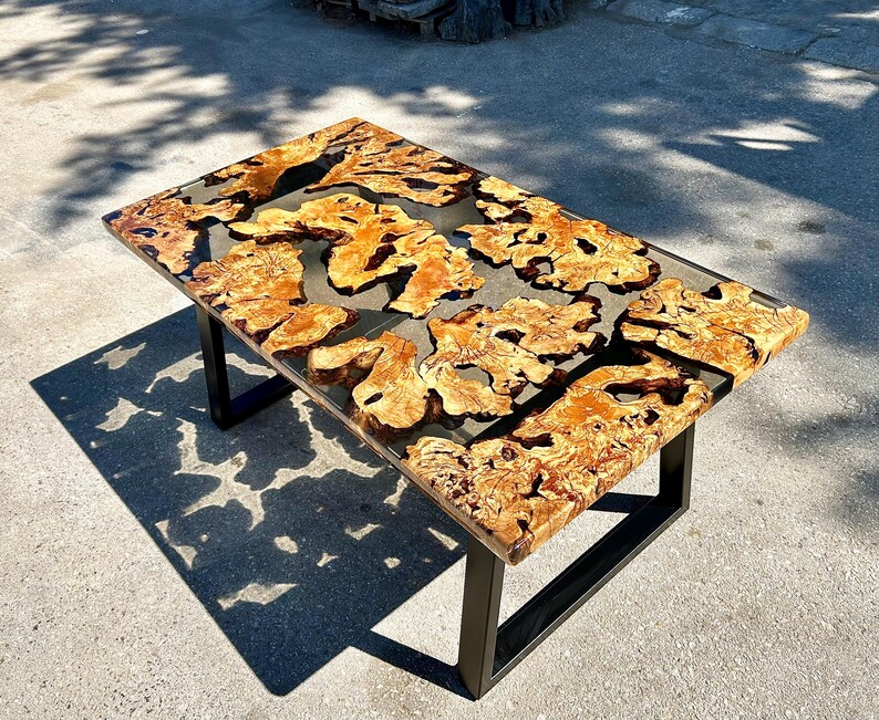 Epoxy Resin Dining Table, Custom Order Olive Wood & Gray Epoxy Kitchen ...