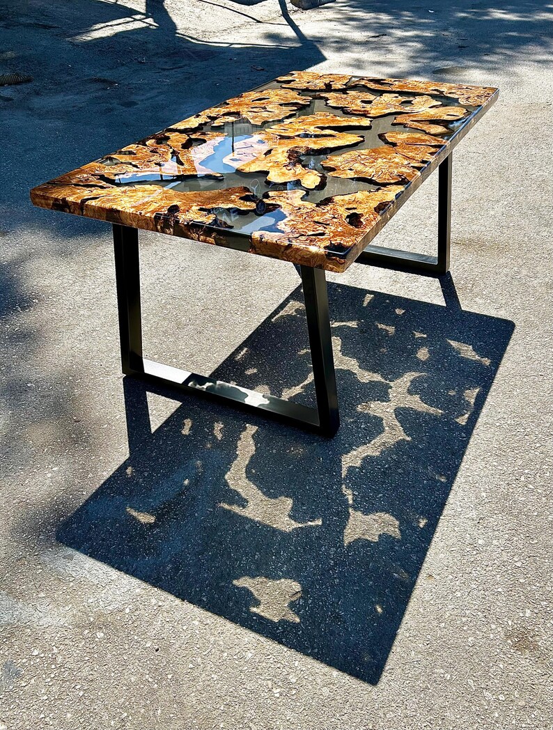 Epoxy Resin Dining Table, Custom Order Olive Wood & Gray Epoxy Kitchen ...