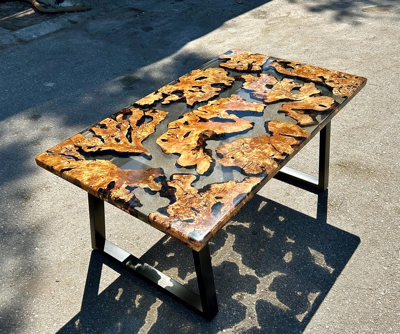Epoxy Resin Dining Table, Custom Order Olive Wood & Gray Epoxy Kitchen ...