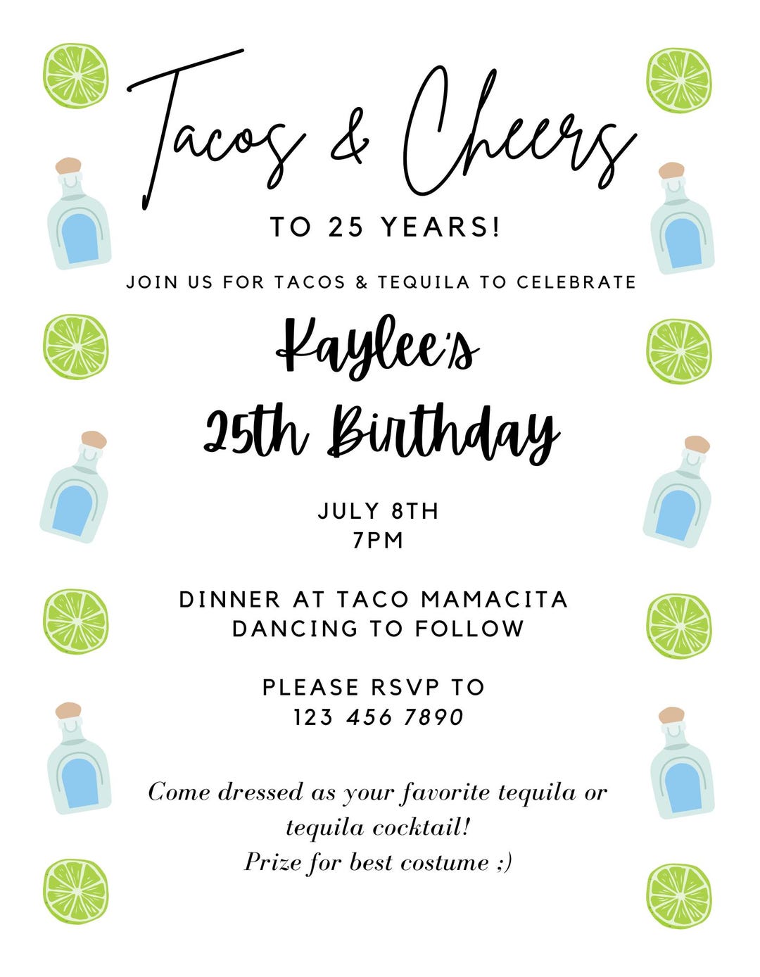 Cheers to Tacos Party Invitation Template Editable Digital Download - Etsy