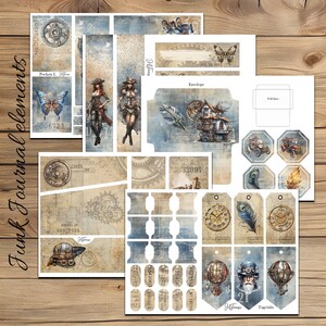 Steampunk, Junk Journal Kit, Embellishments, Digital, Printable Papers ...