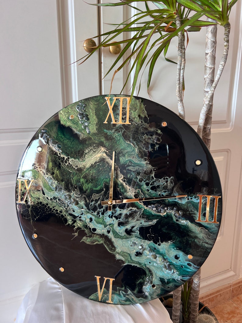 Clock. Black, Emerald Green. Big - Etsy