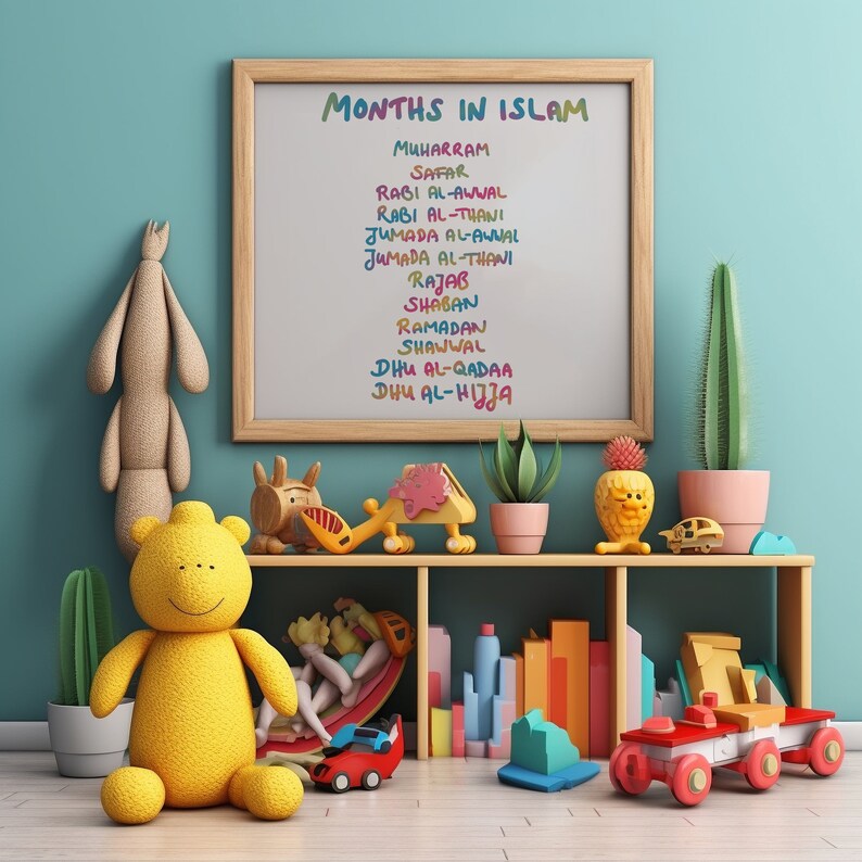 Wall Art for Kids Islam Months Rainbow Colored Illustration for ...