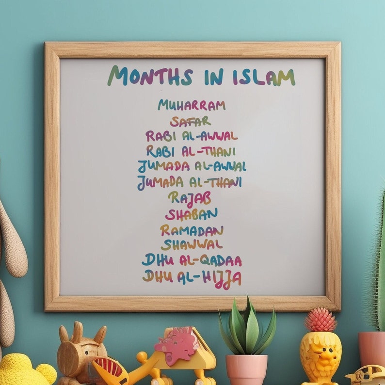 Wall Art for Kids Islam Months Rainbow Colored Illustration for ...