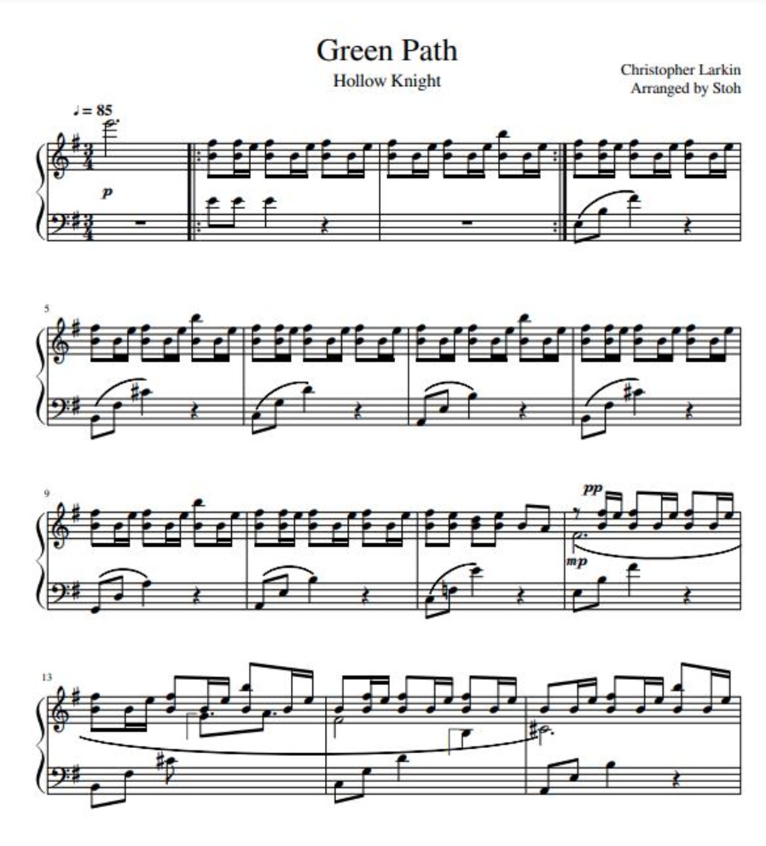 Greenpath - Hollow Knight - Piano Sheet Music PDF - Etsy