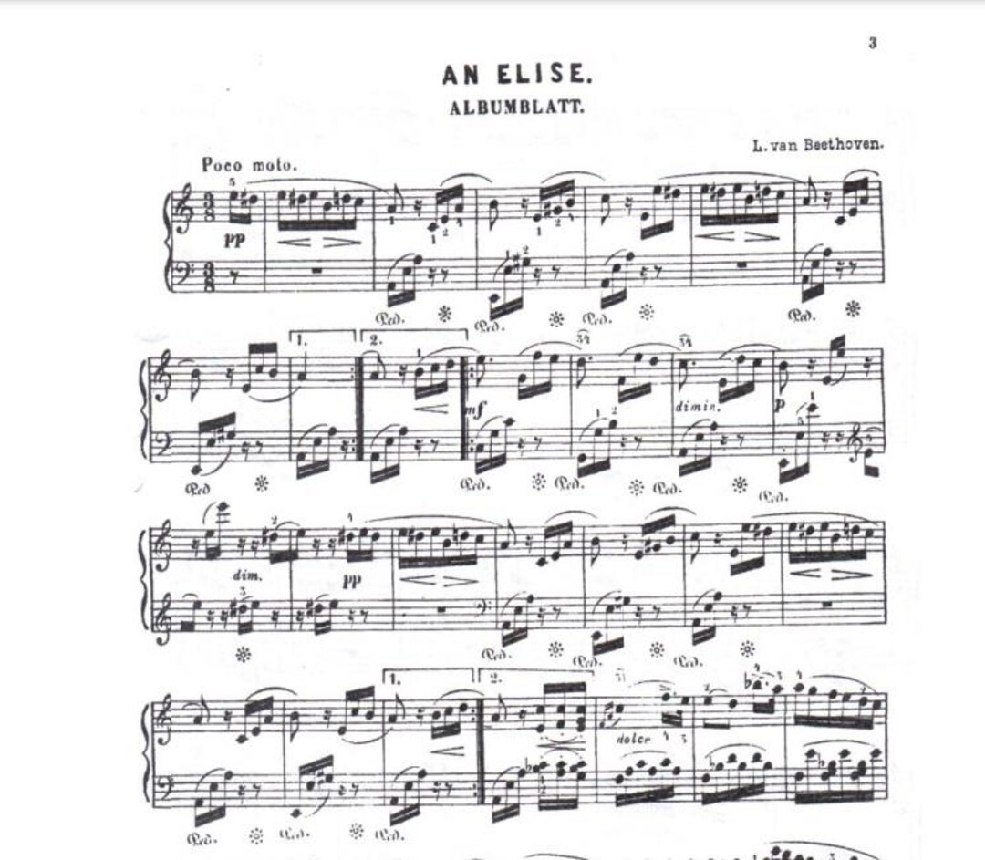 Für Elise Sheet Music PDF, Ludwig Van Beethoven Piano Sheet Music ...