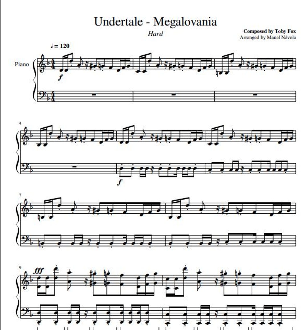 Megalovania - Undertale Piano Sheet Music (PDF Download) - Etsy