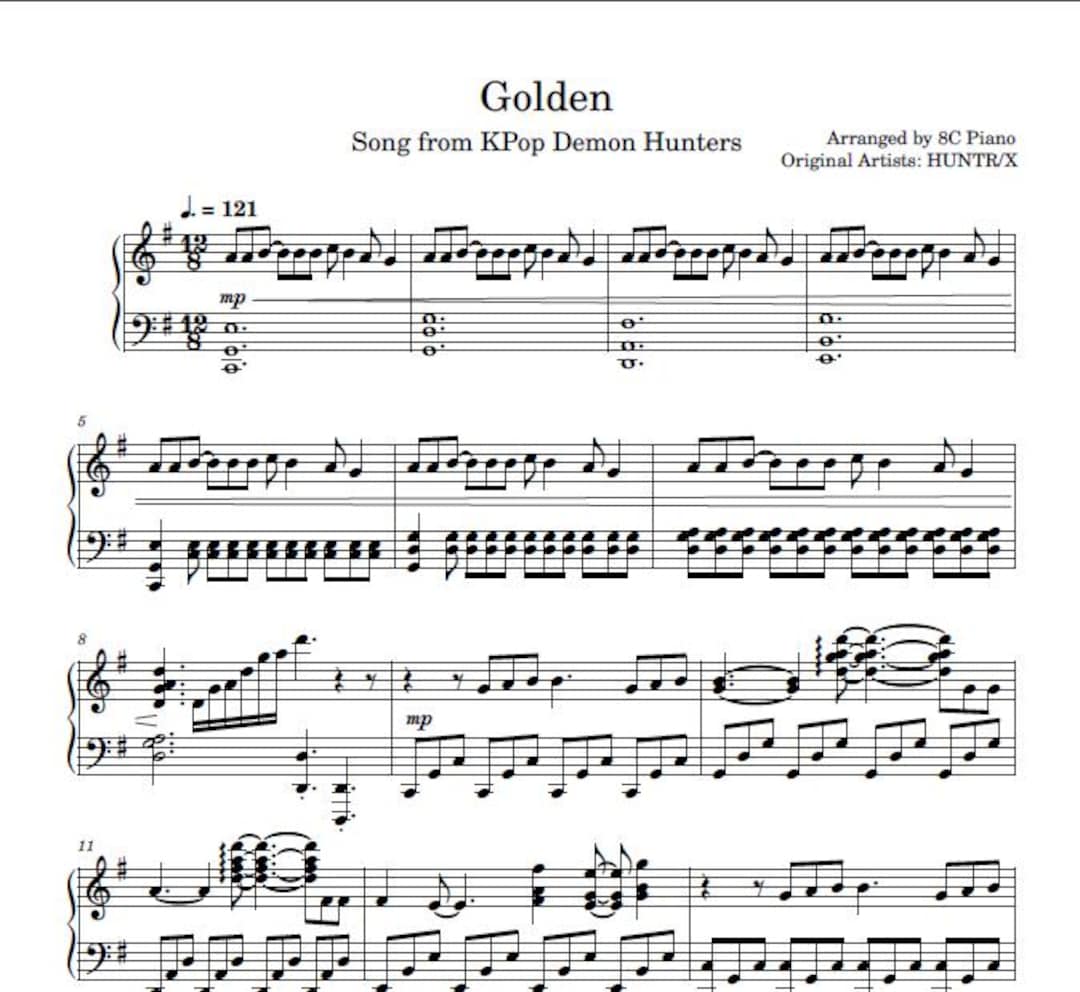 Golden Sheet Music - Kpop Demon Hunters OST Piano Solo PDF - Etsy