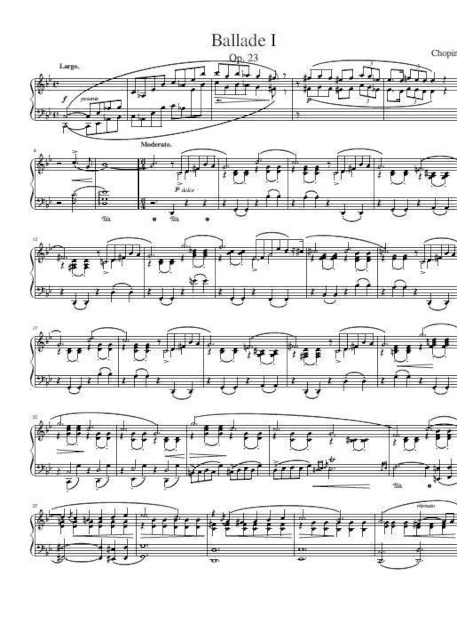 Ballade No. 1 in G Minor by Frédéric Chopin | PDF Sheet Music - Etsy