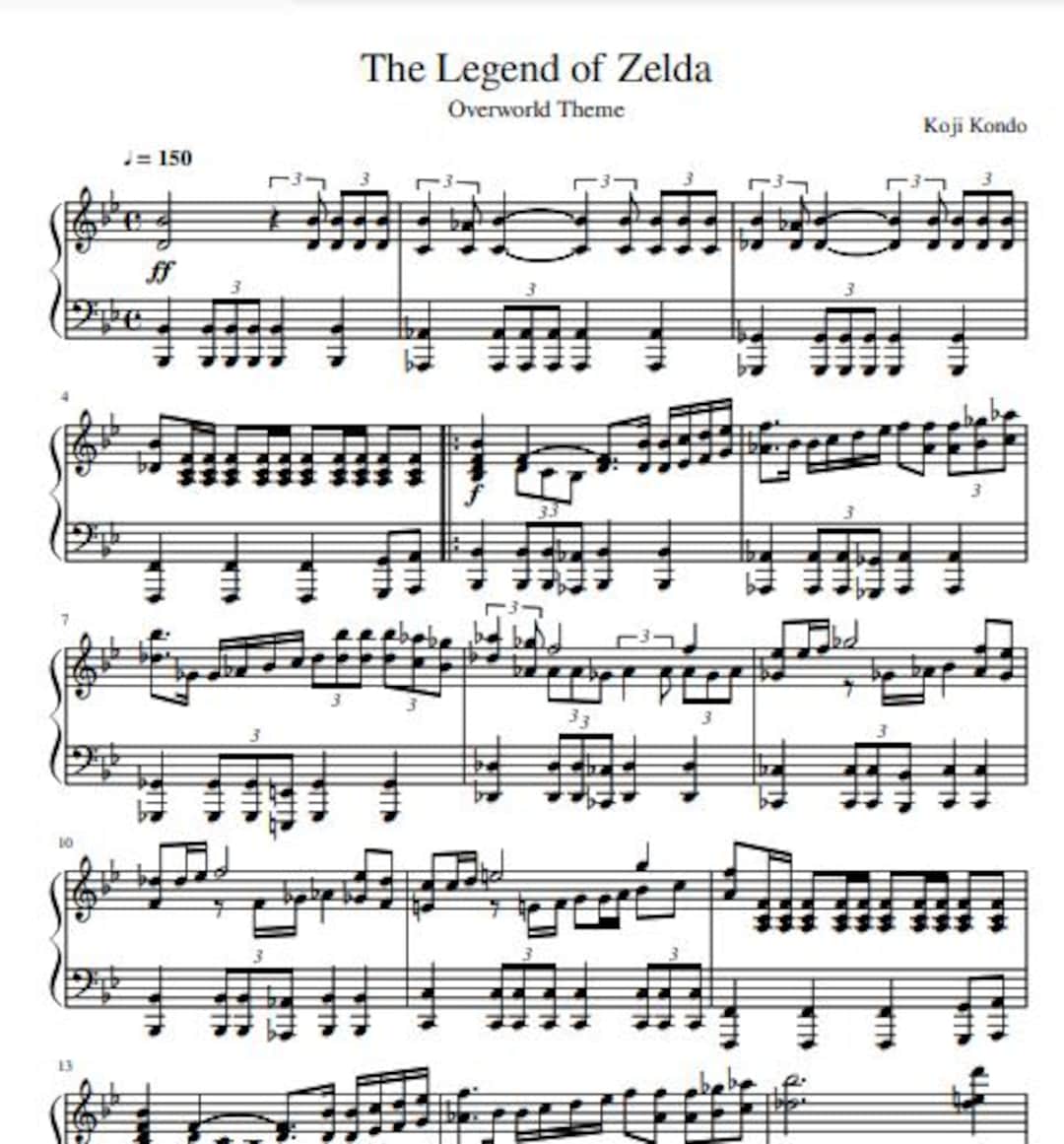 The Legend of Zelda - All Overworld Themes Piano Sheet Music - Etsy