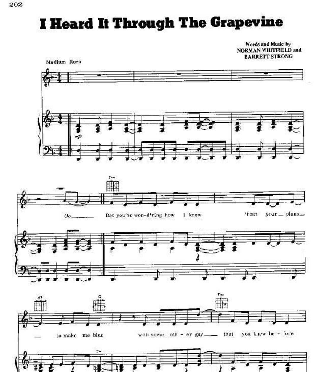 I Heard It Through the Grapevine - Piano Transcript, Voice & Guitar ...