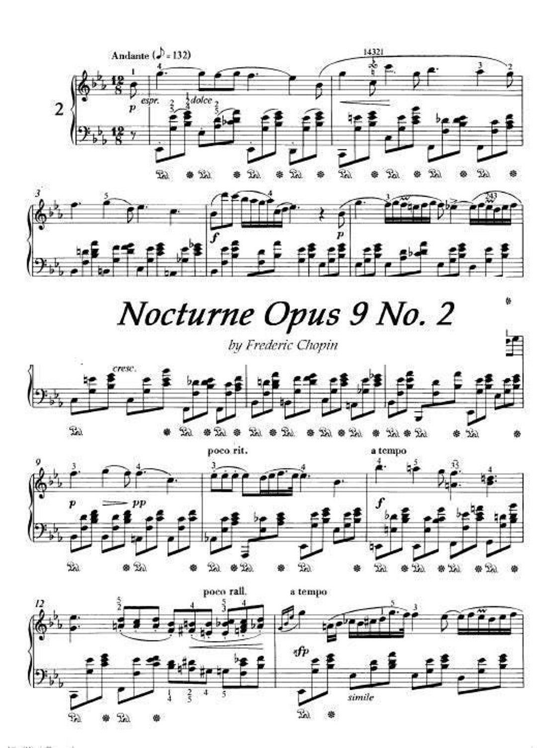 Nocturne in E-flat Major Op. 9 No. 2 by Frédéric Chopin | PDF Sheet ...
