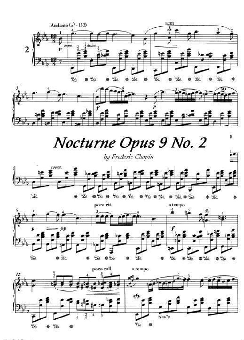 Nocturne in E-flat Major Op. 9 No. 2 by Frédéric Chopin | PDF Sheet ...