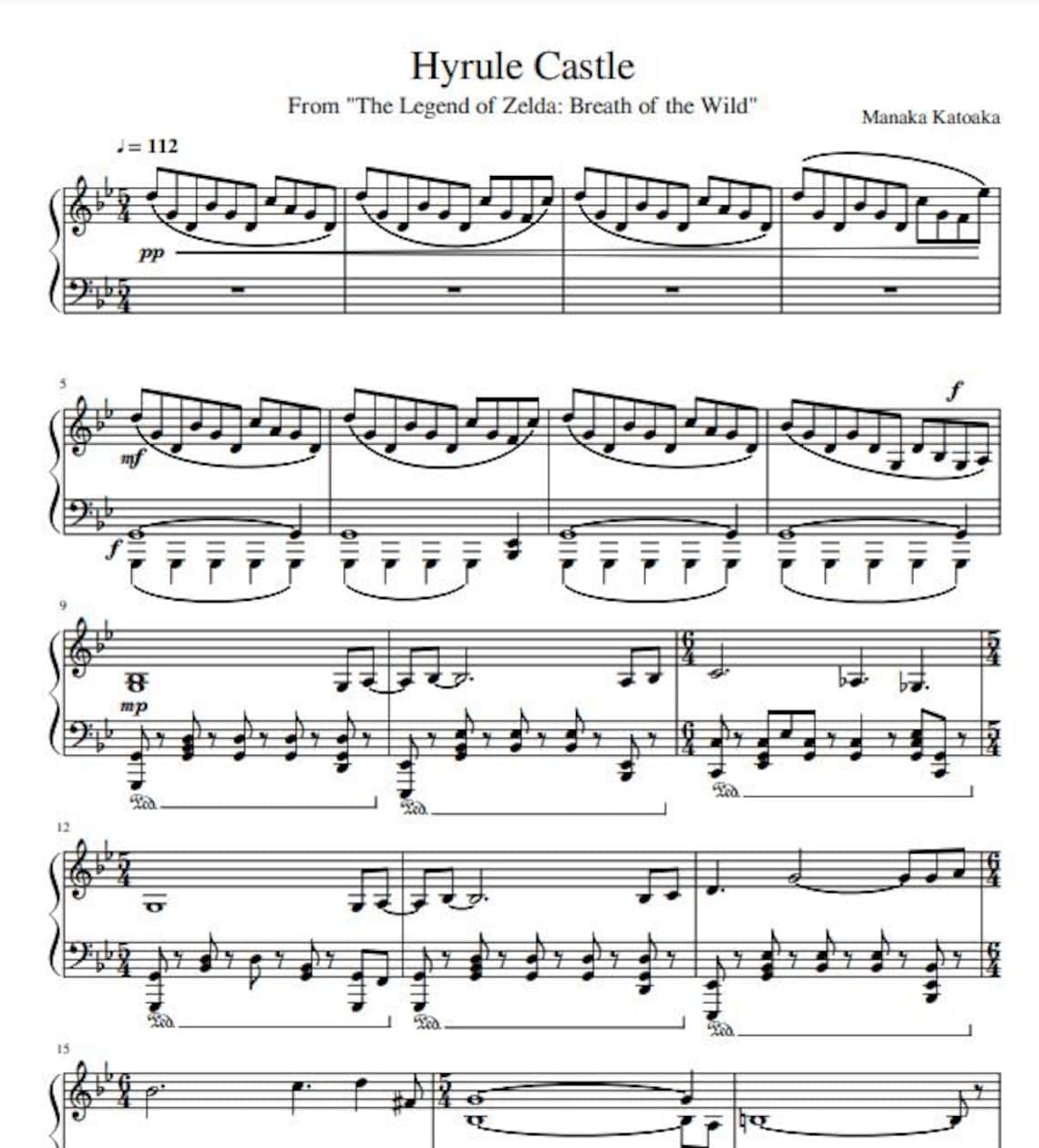 Hyrule Castle - the Legend of Zelda: Breath of the Wild | Piano Sheet ...