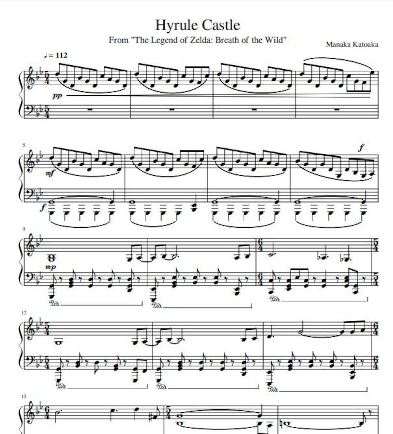 Hyrule Castle - the Legend of Zelda: Breath of the Wild | Piano Sheet ...