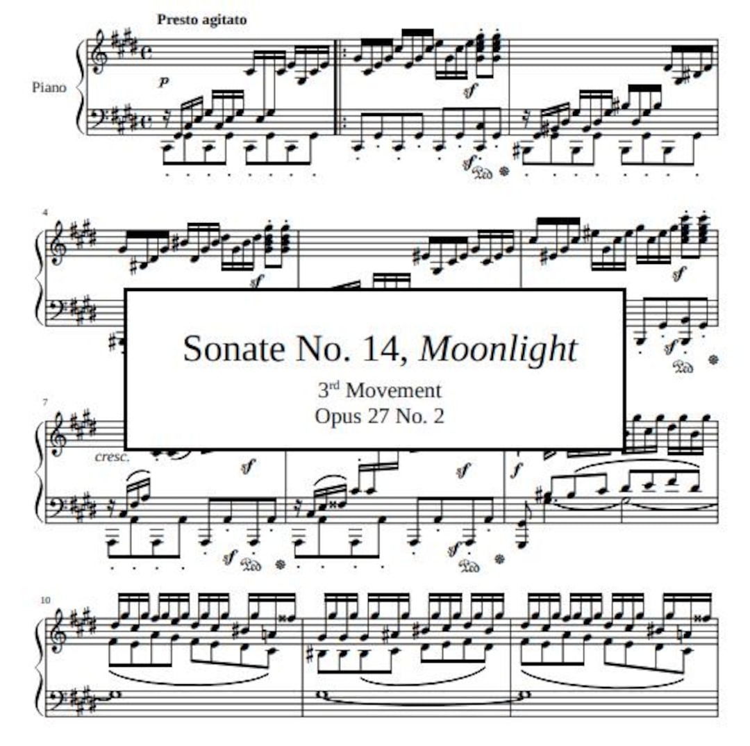 Moonlight Sonata 3rd Movement Sheet Music PDF, Ludwig Van Beethoven Piano Sheet Music Download ...