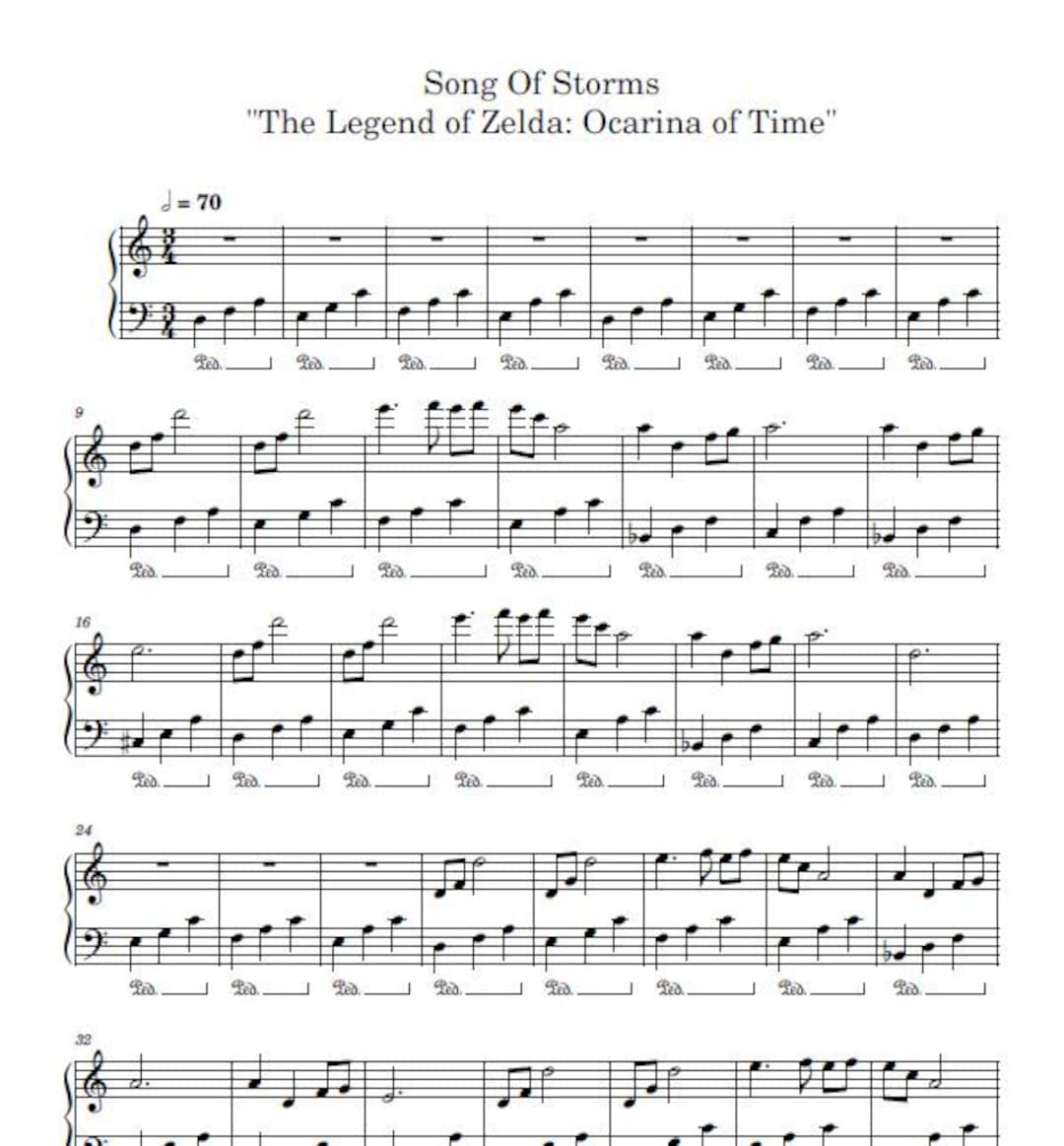 Song of Storms Piano Sheet Music - Legend of Zelda (PDF) - Etsy