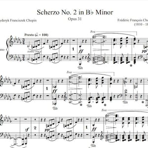 Scherzo Op. 31 No. 2 in B-flat Minor - Frederic Chopin - Sheet Music PDF - Etsy
