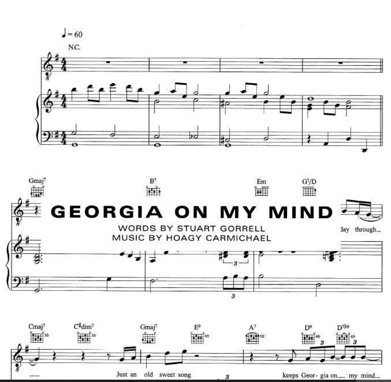 Georgia on My Mind - Ray Charles | Piano, Voice, Guitar | Piano Sheet ...