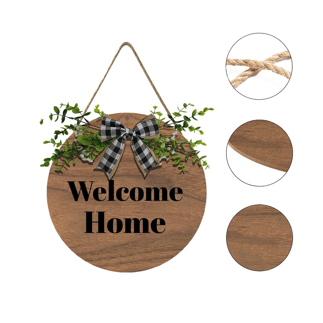 Wooden Hanging Sign, Personalized Welcome Home Door Sign, Customizable ...
