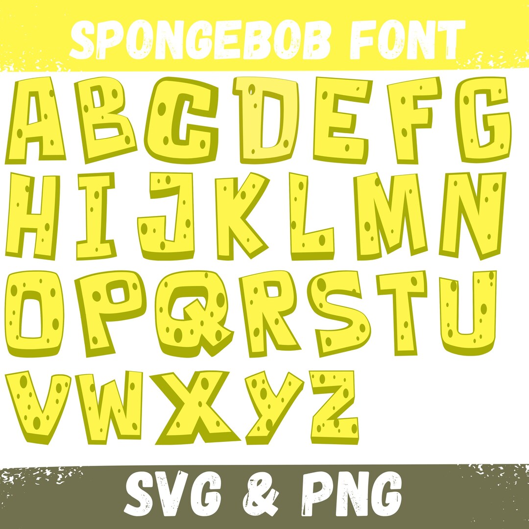 Spongebob Font SVG PNG | Cartoon Alphabet Letters | Funny Kids Font ...