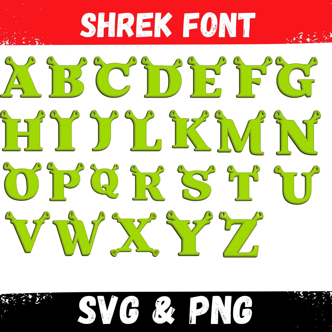 Shrek Font SVG and PNG | Green Fairy Tale Alphabet | Cricut ...