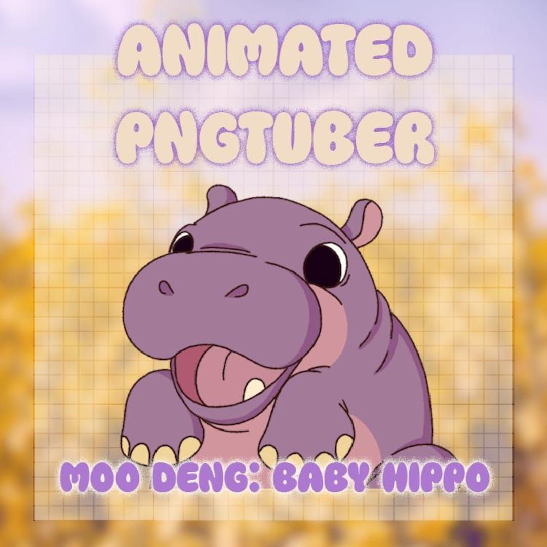 2D Hand Drawn Animated Pngtuber: MOO DENG, Baby Hippo | Pngtuber ...