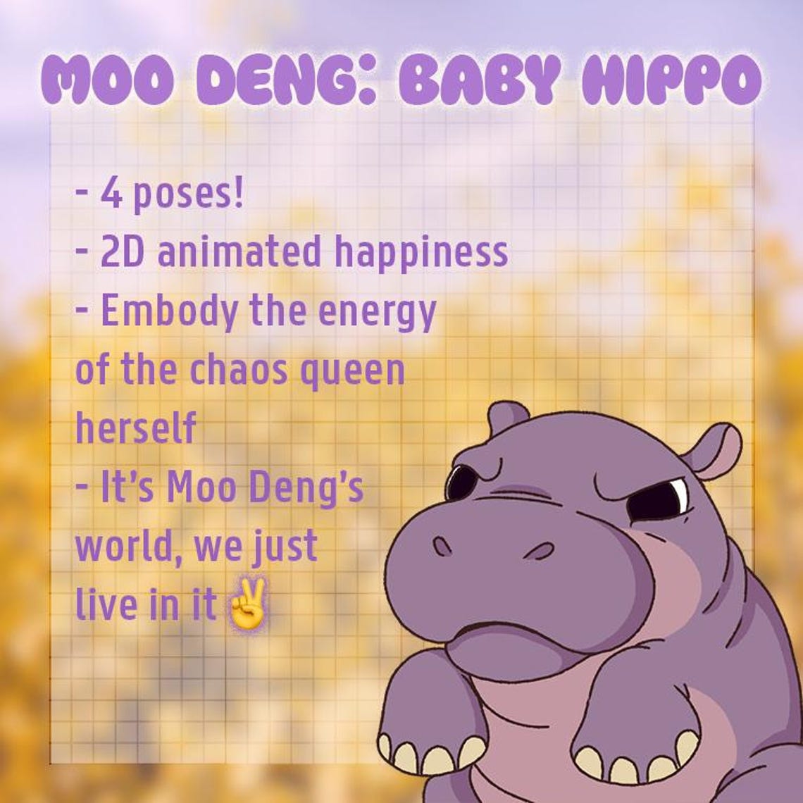 2D Hand Drawn Animated Pngtuber: MOO DENG, Baby Hippo | Pngtuber ...