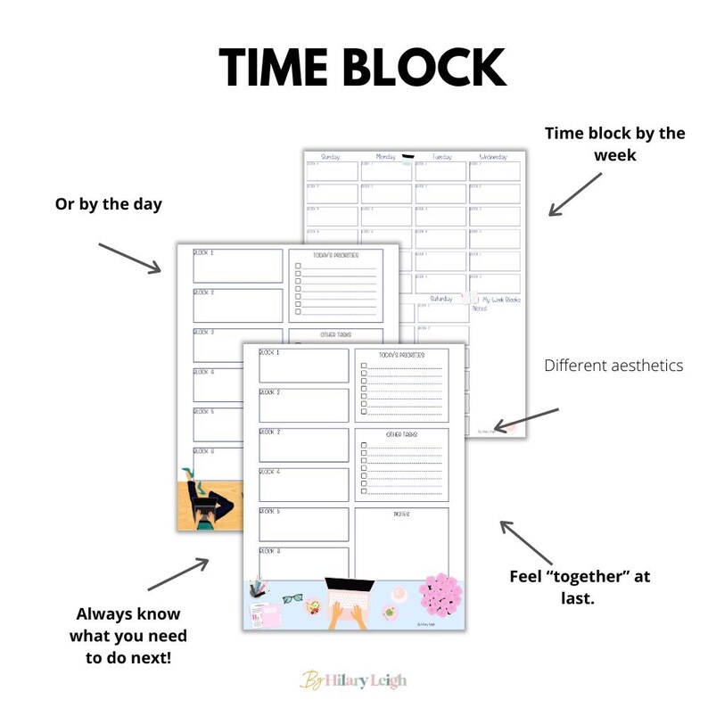 Time Blocking Worksheets for Work From Home Moms (printable PDF) - Etsy