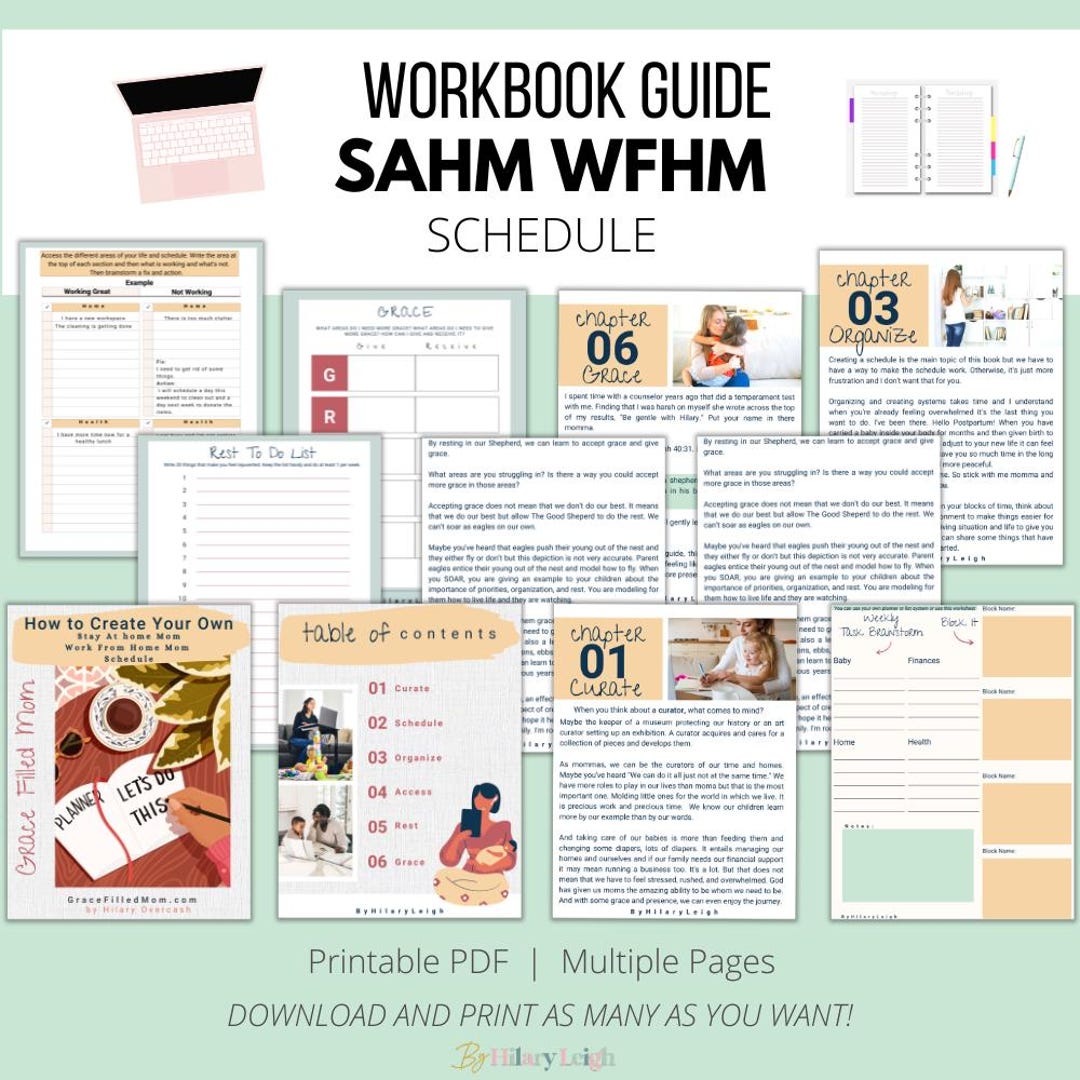 SAHM WFH Mom Schedule Guide: Customizable Block Planner (printable PDF ...