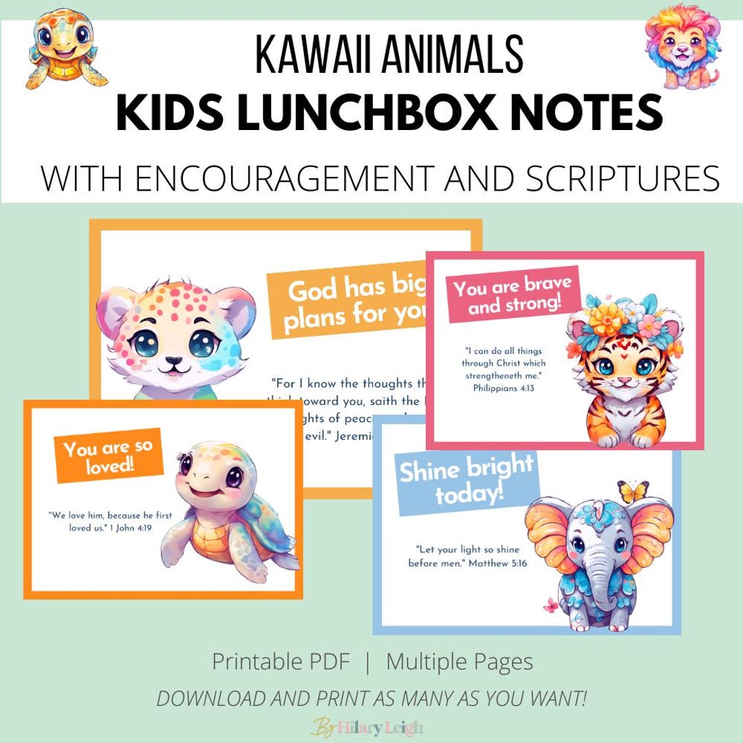 Printable Lunch Box Notes for Kids With Encouraging Messages and Bible ...