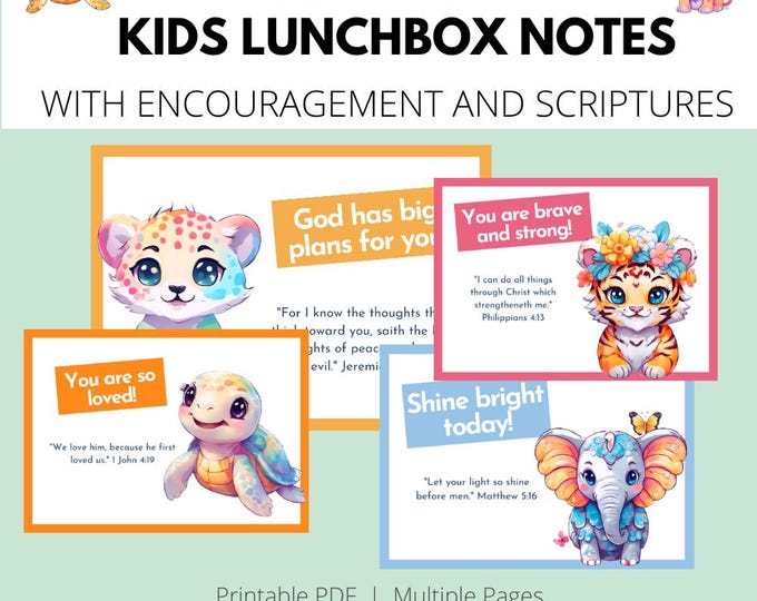 Lunchbox Cards. Set 3. Christian Notes. Instant Download Printable PDF ...