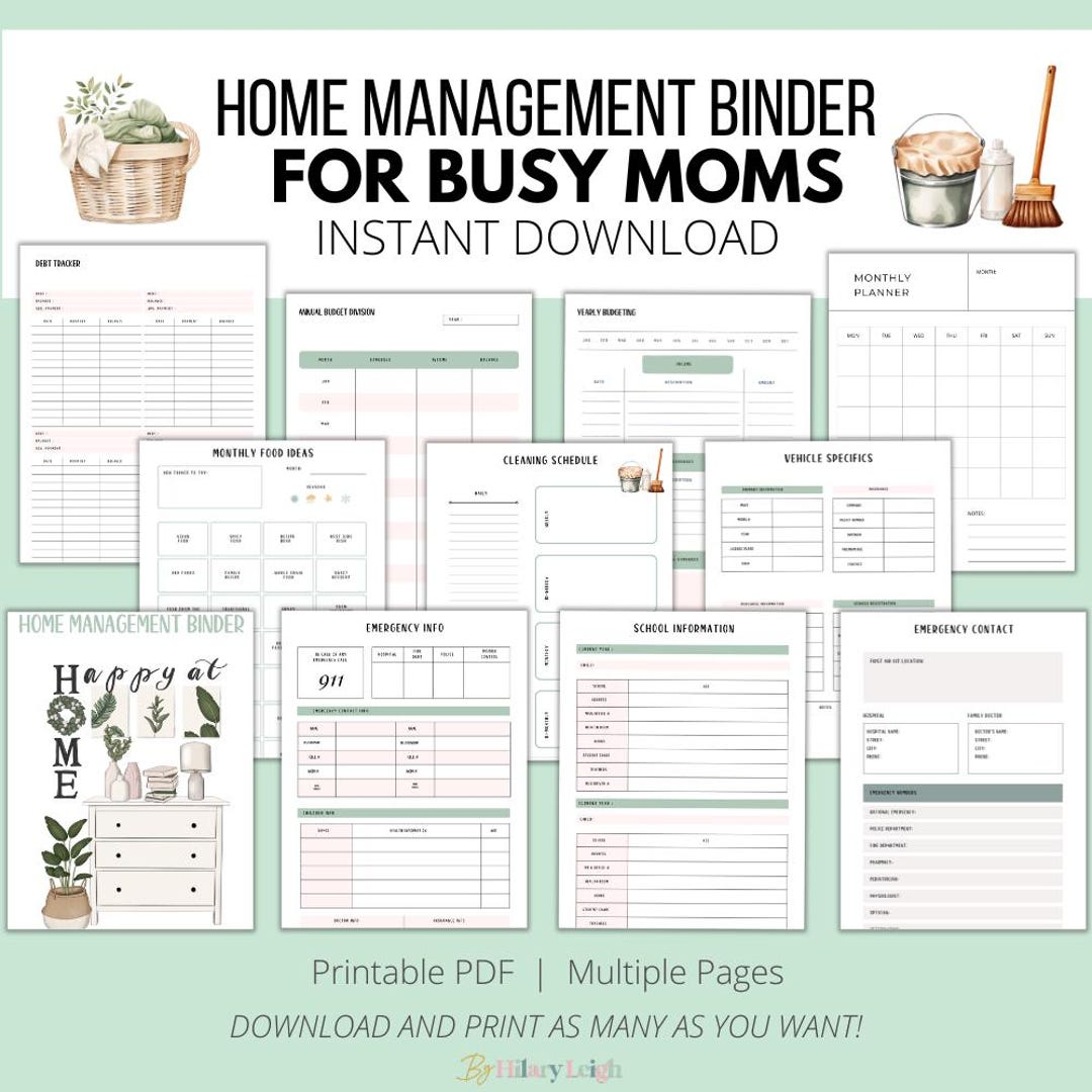 Boho Home Management Binder for Moms: Printable Planner (PDF) - Etsy