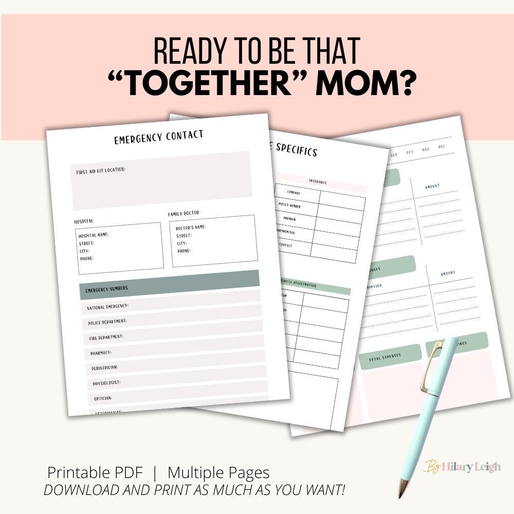 Boho Home Management Binder for Moms: Printable Planner (PDF) - Etsy