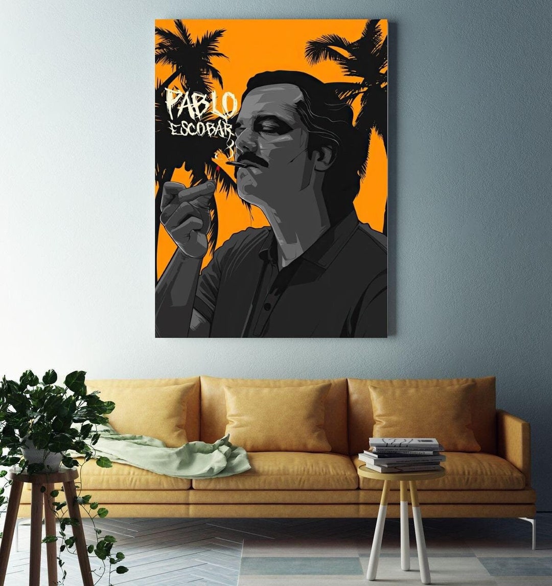 Pablo Escobar Banksy Style Canvas Wall Art, King of Colombia, Pablo ...