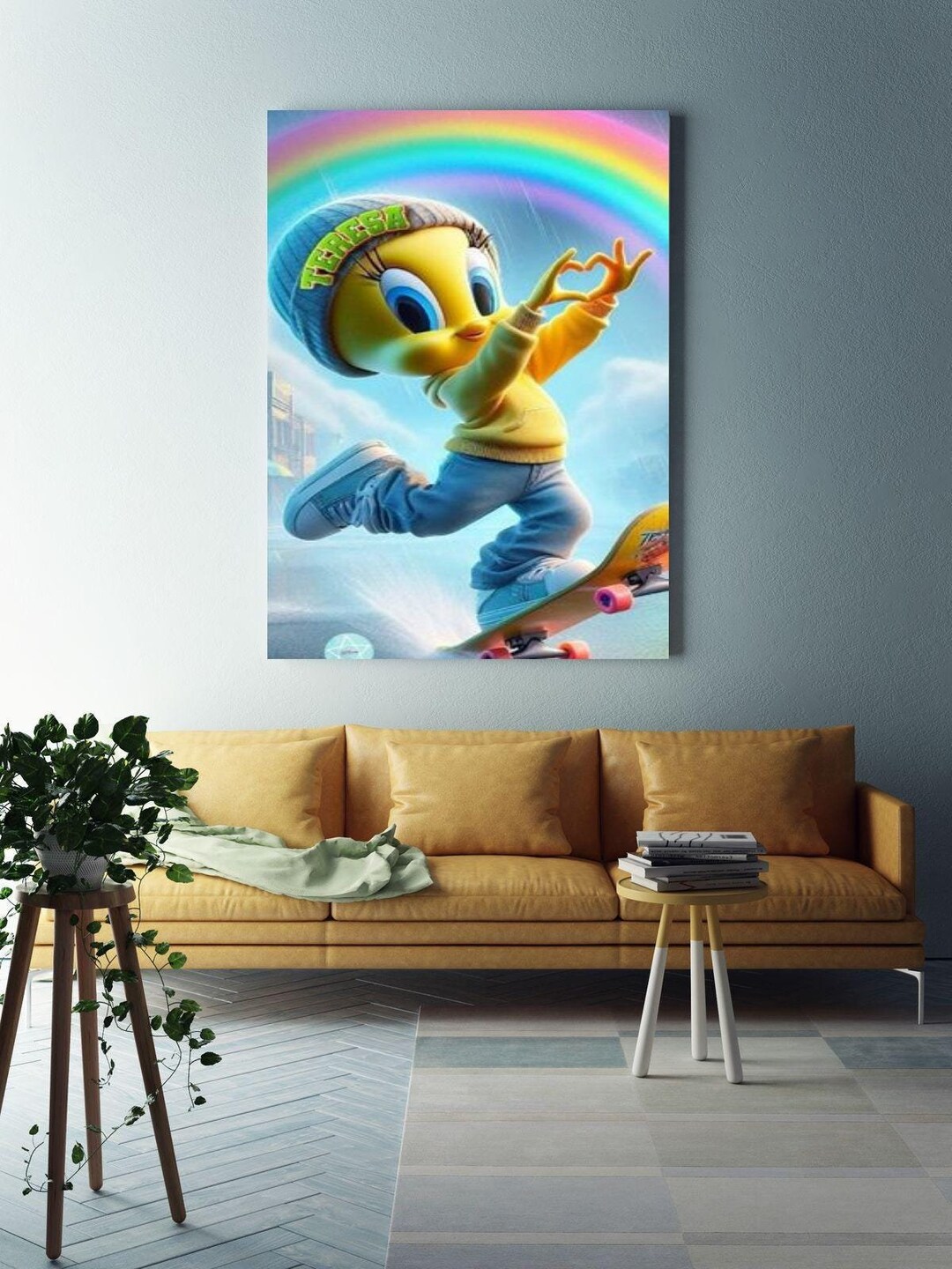 Tweety Bird Mixed Media Pop Art Print Framed Mixed Media Graffiti ...