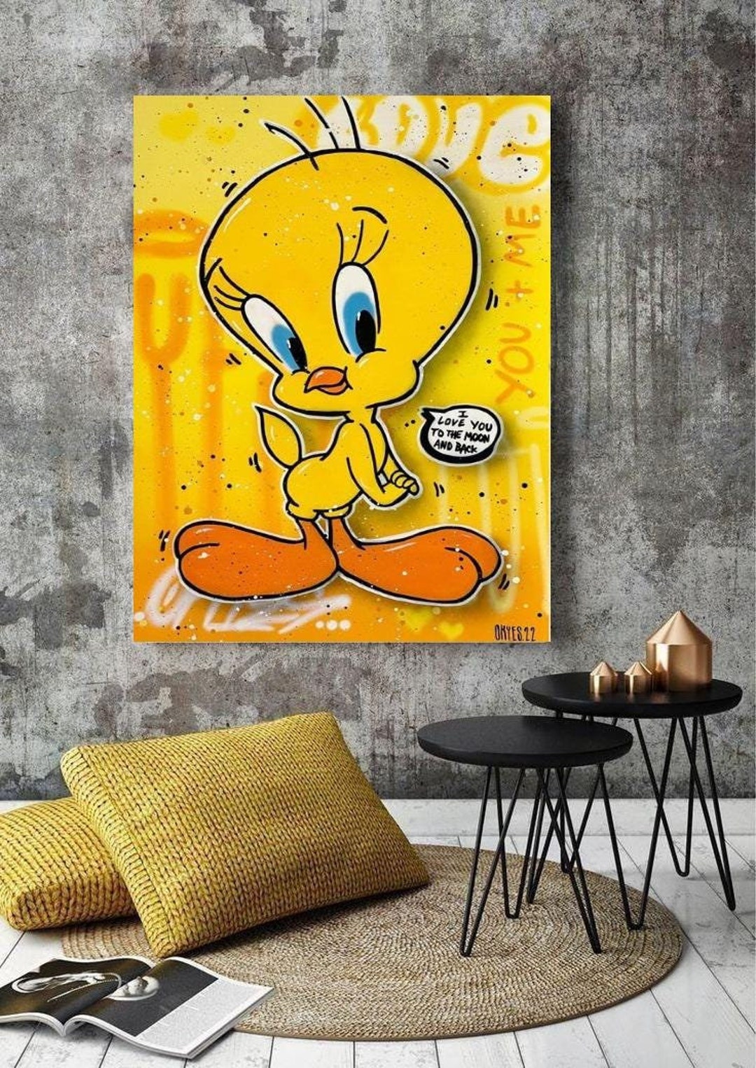 Fine Art Tweety Bird Mixed Media Pop Art Print Framed Mixed Media ...
