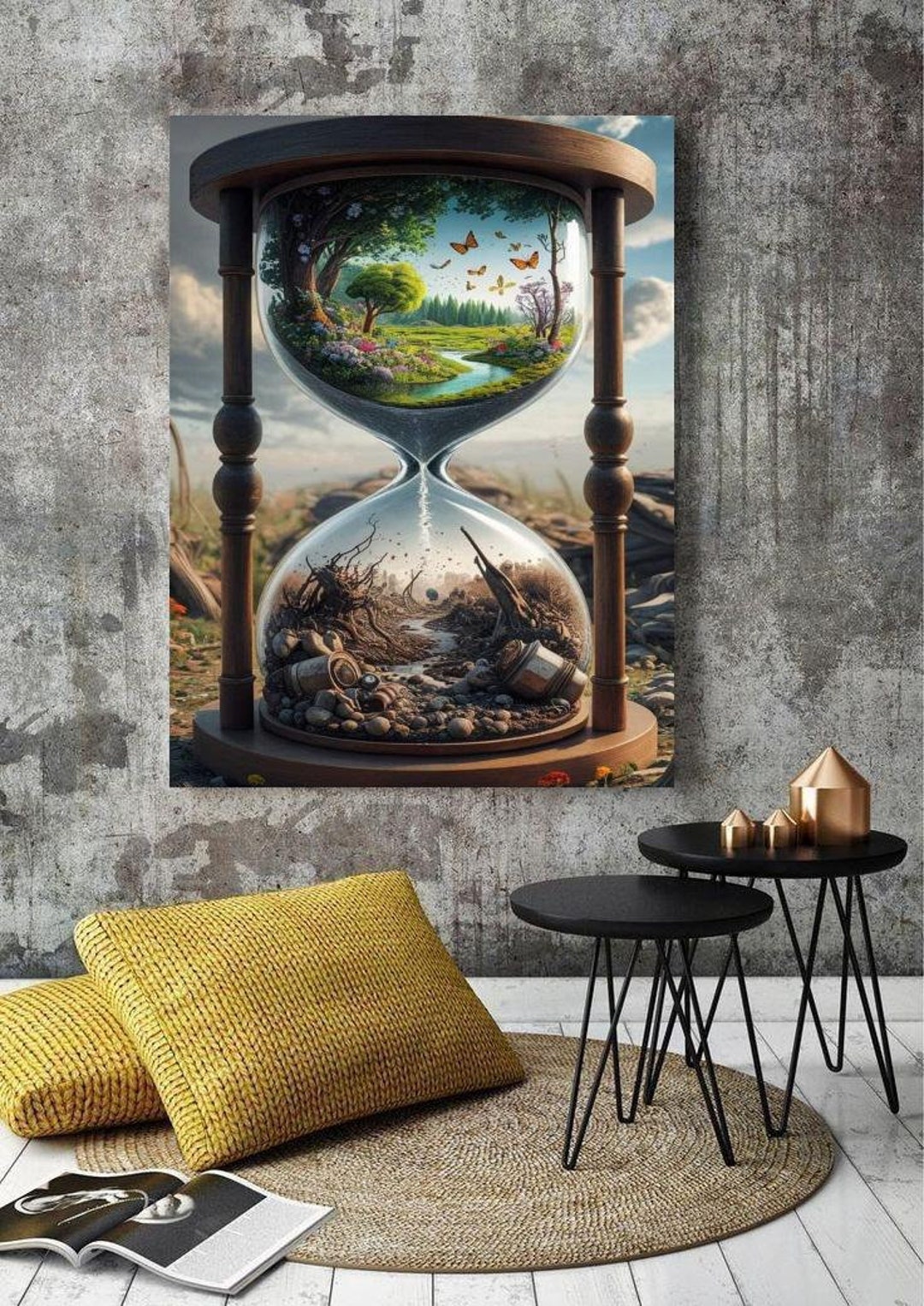 Hourglass Art Time Decor Office Design Canvas Wall Decor Wall Hanging ...