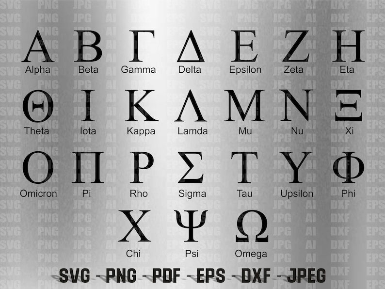 Greek Alphabet SVG, Greek Letters PNG, Sorority Letters DXF, Fraternity ...