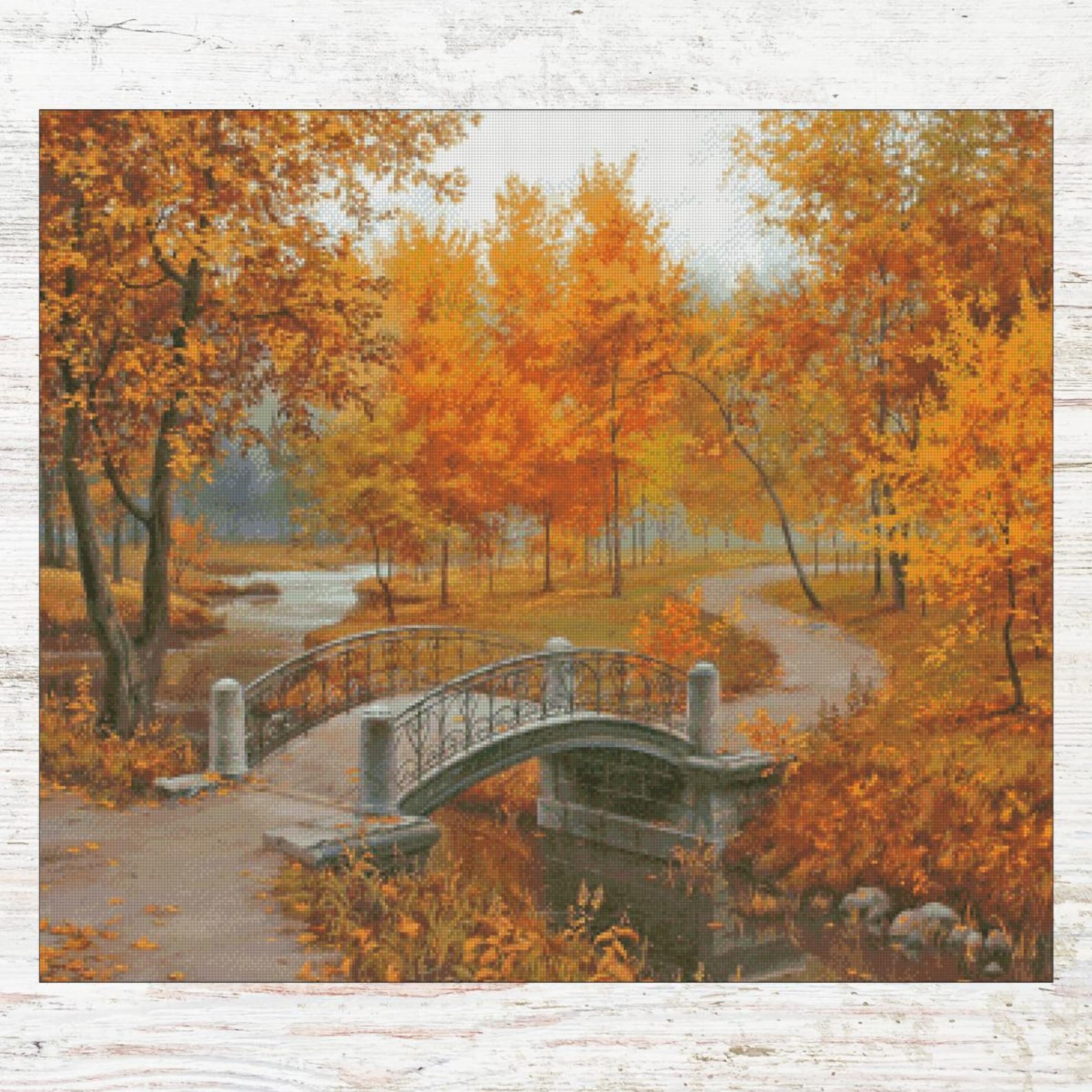 Autumn Park Cross Stitch Pattern, Landscape Instant Download PDF ...