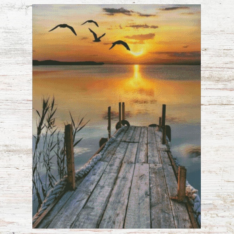 Cross Stitch Sunset - Etsy