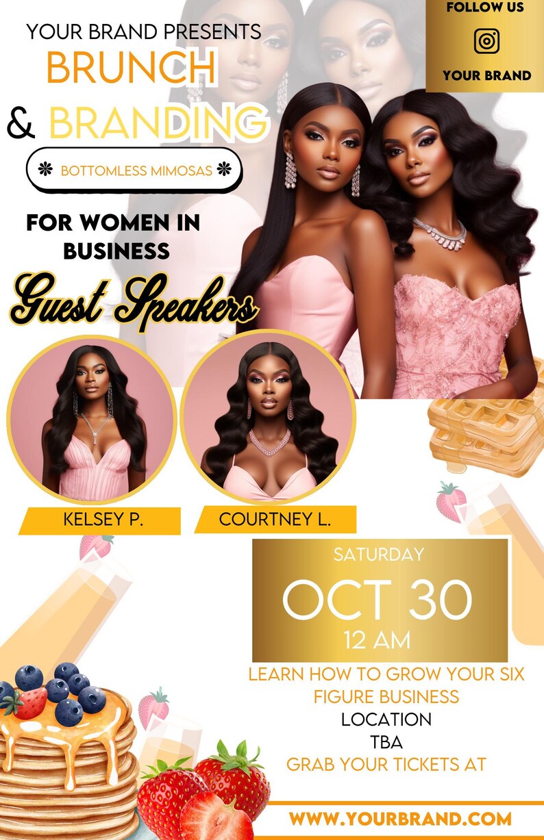 DIY Business Brunch Flyer Template, Womens Networking & Empowerment ...