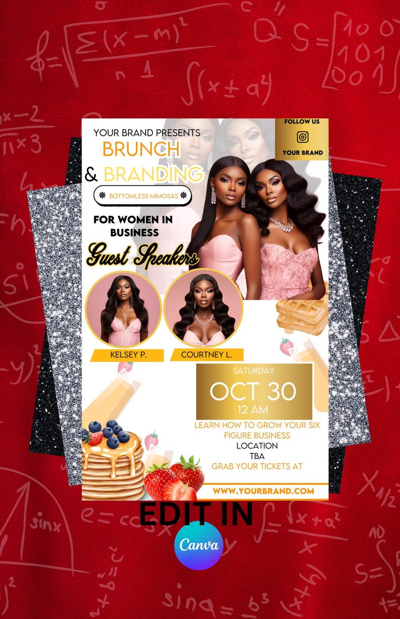 DIY Business Brunch Flyer Template, Womens Networking & Empowerment ...