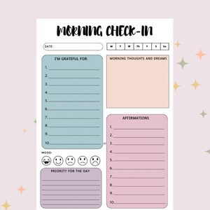 Daily Check-in / Morning and Night Check-in Template / Thoughts and ...