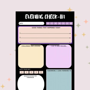 Daily Check-in / Morning and Night Check-in Template / Thoughts and ...