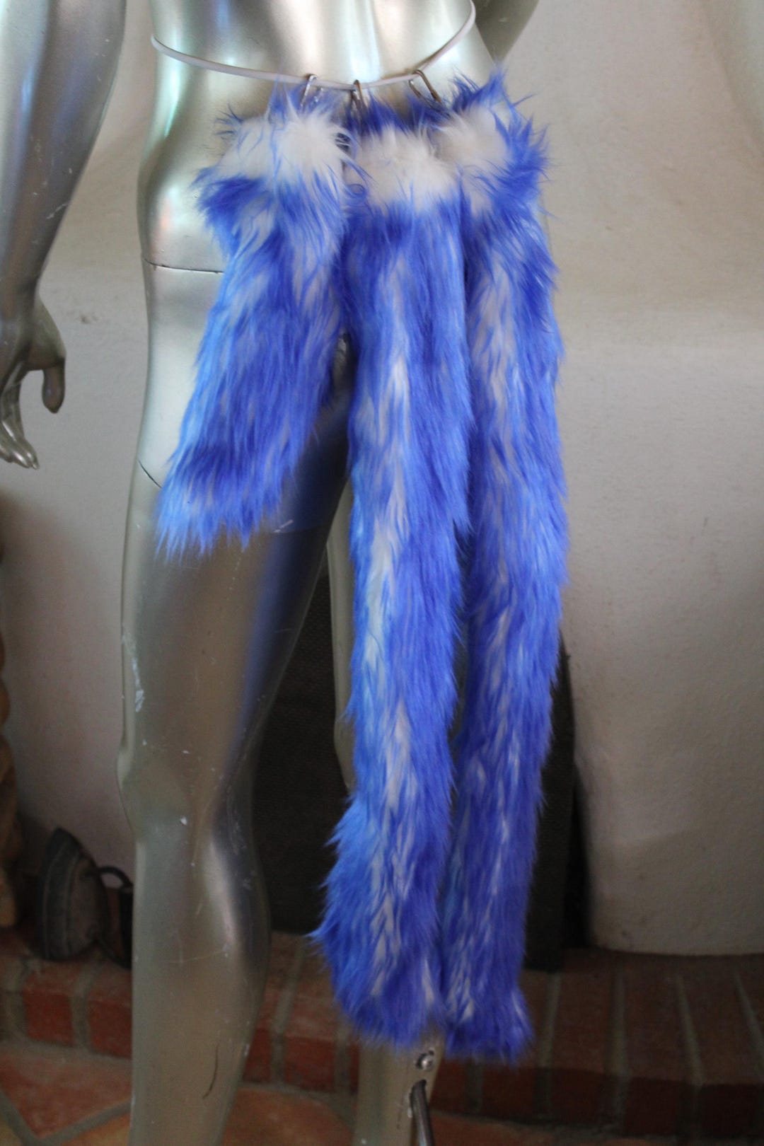 Blue Faux Fur Costume Tail: Clip on Cosplay Tail - Etsy