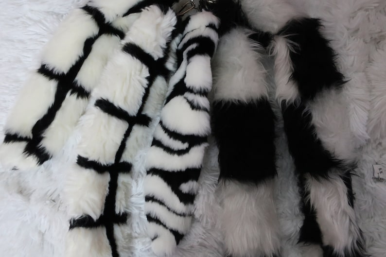 Faux Fur Clip on Tail: Black & White Costume Cosplay - Etsy