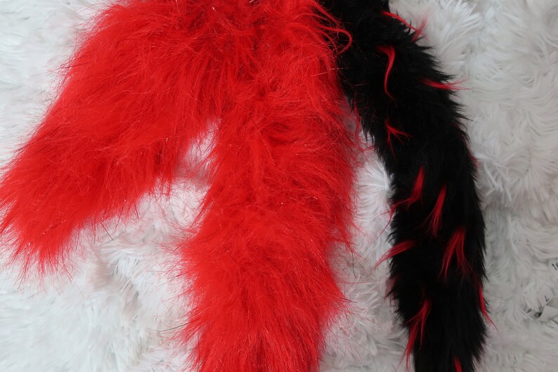 Red Long Pile Fur Furry Clip on Tails Your Choice Red Tinsel - Etsy