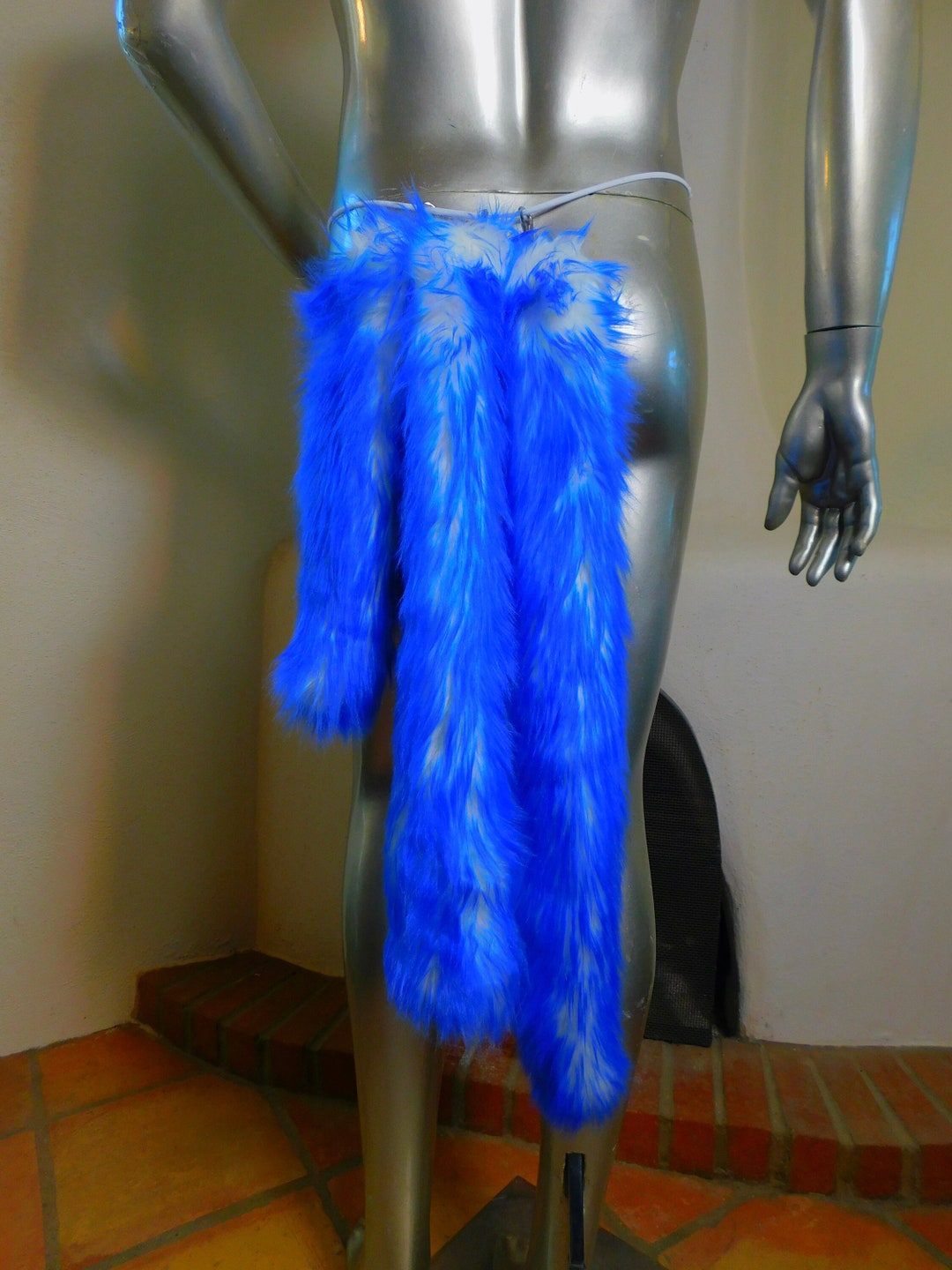 Blue Furry Clip on Tails Your Choice Royal Blue Faux Fur Costume Tails ...