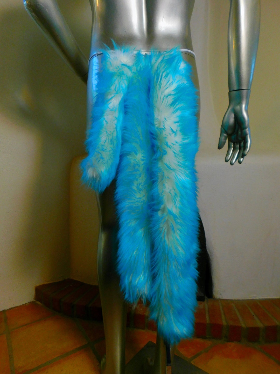 Blue Furry Clip on Tails! Your Choice! Aqua Blue Faux Fur Costume Tails ...